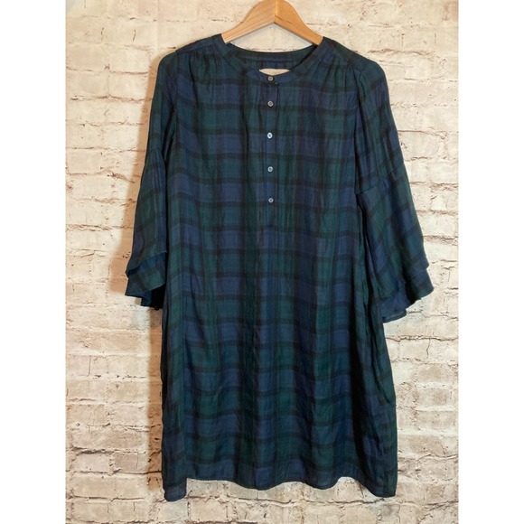 LOFT | Dresses | Loft Shift Dress Women Medium Blue Green Tartan Plaid ...